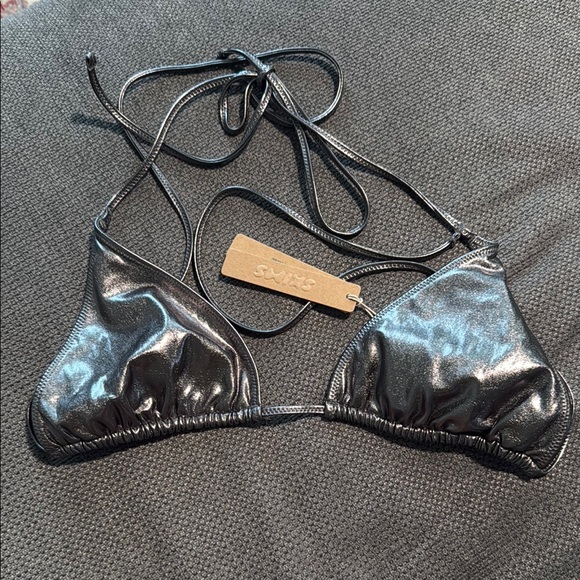 SKIMS | Swim | Skims Metallic Black Triangle Bikini Top Fits Sml And Xl ...